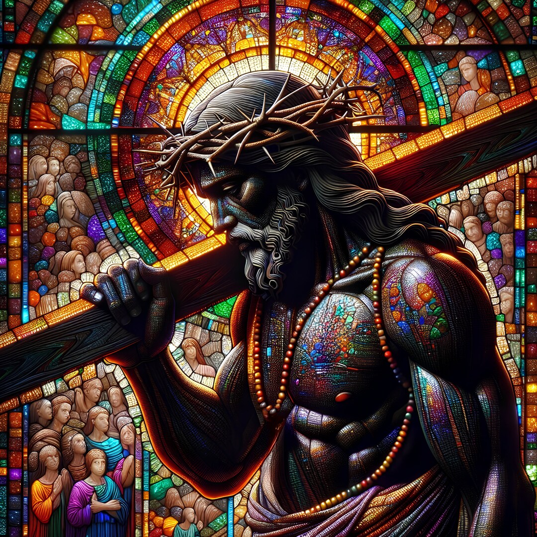 Jesus of Nazarene in Stained Glass, Digital Art, Digital Print ...