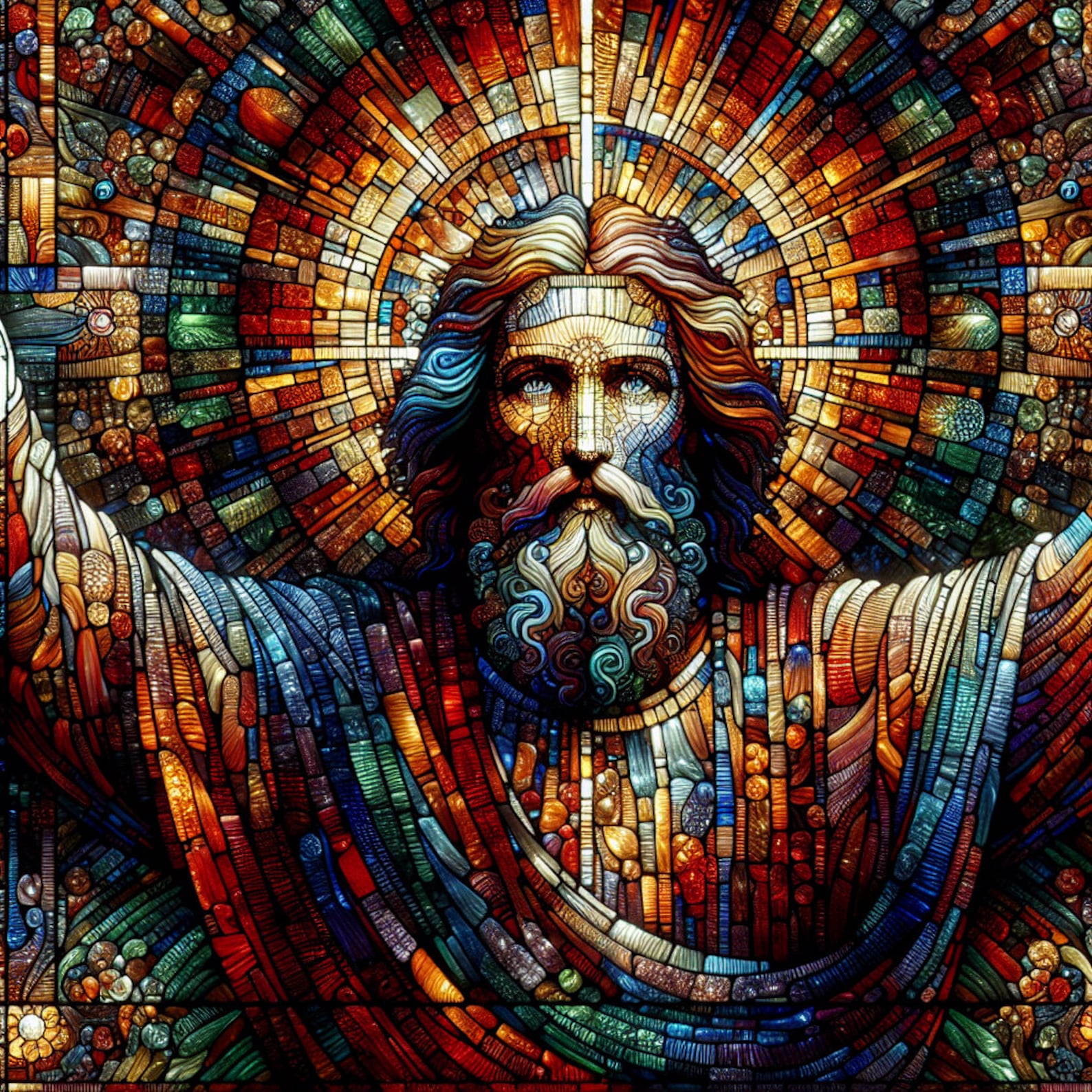 God the Father in Stained Glass, Digital Art, Digital Print, Abstract ...