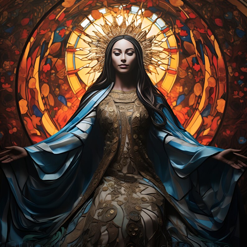 Our Lady of Antipolo in Stained Glass, Digital Art, Digital Print ...