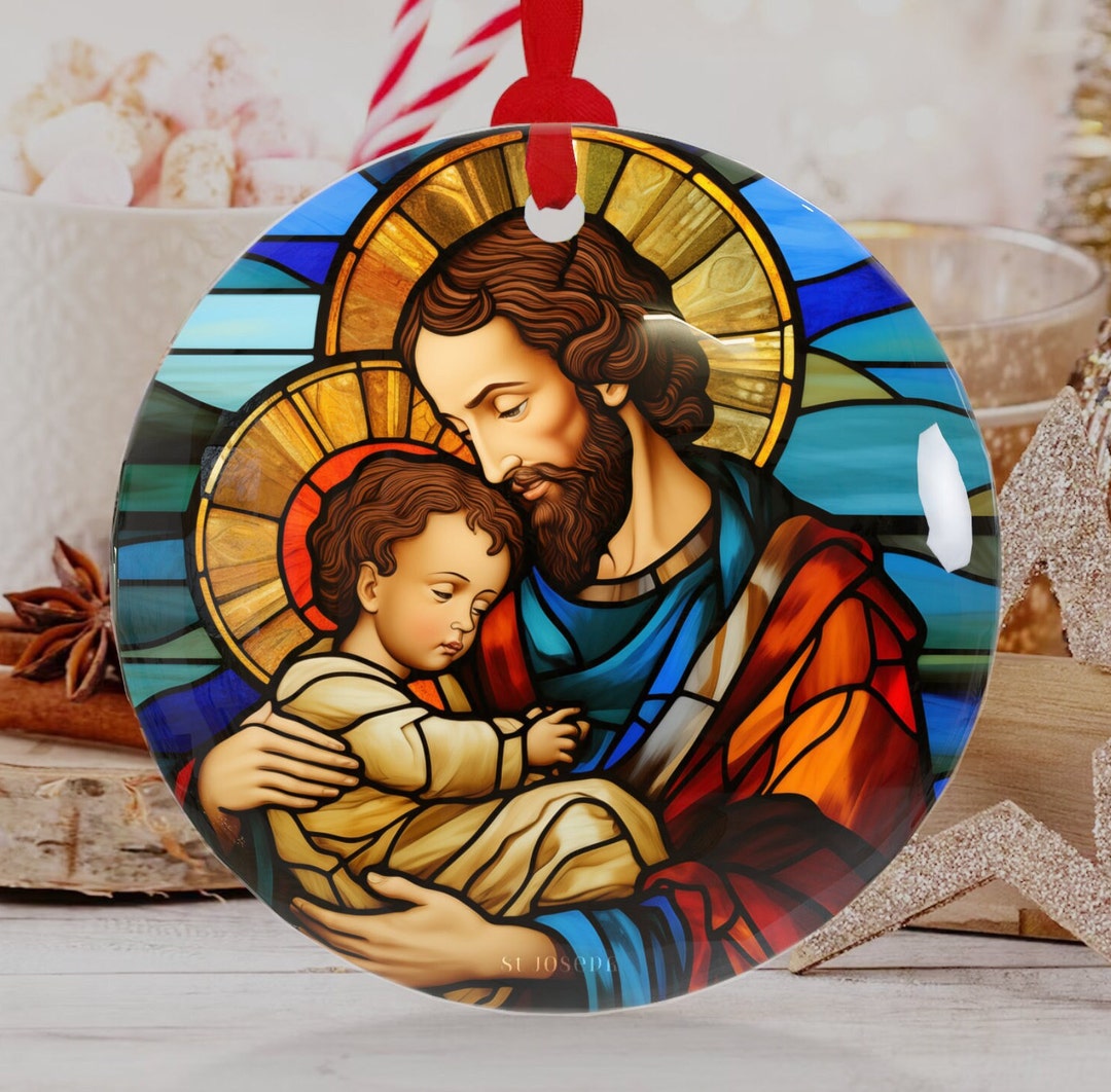 St Joseph, Christmas Glass Ornament, St Joseph Glass Ornament,st Joseph ...