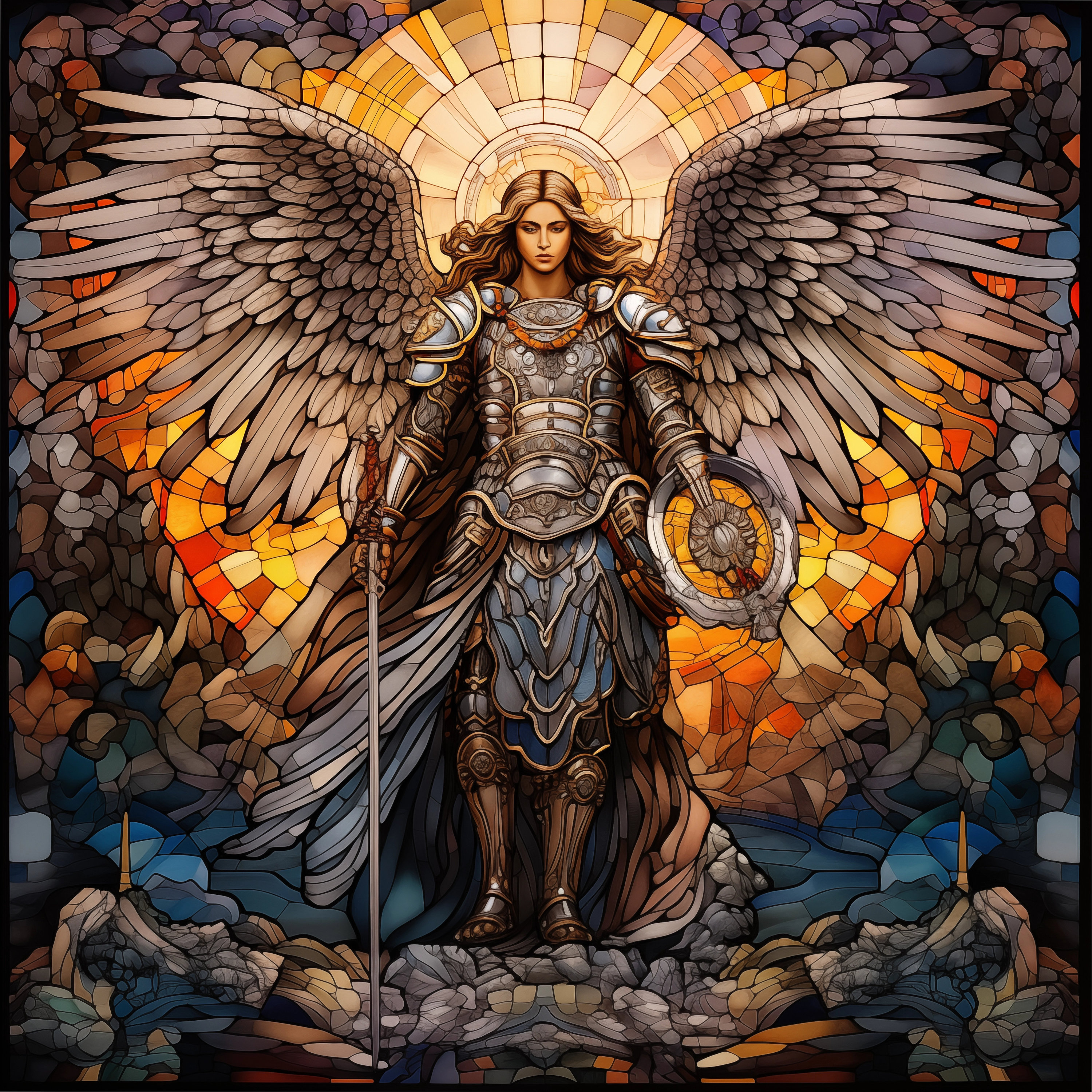 St Michael, Arcangel, Angel, Stained Glass, Digital Art, Digital ...