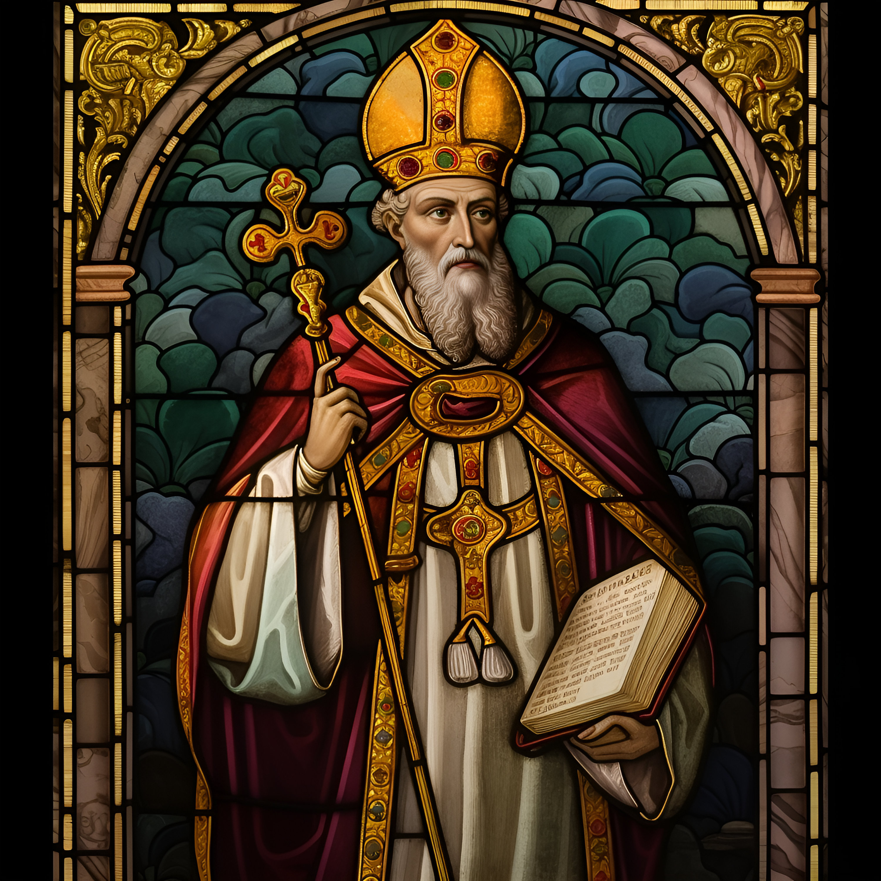 Saint Augustine of Hippo in Stained Glass, Digital Art, Digital Print ...