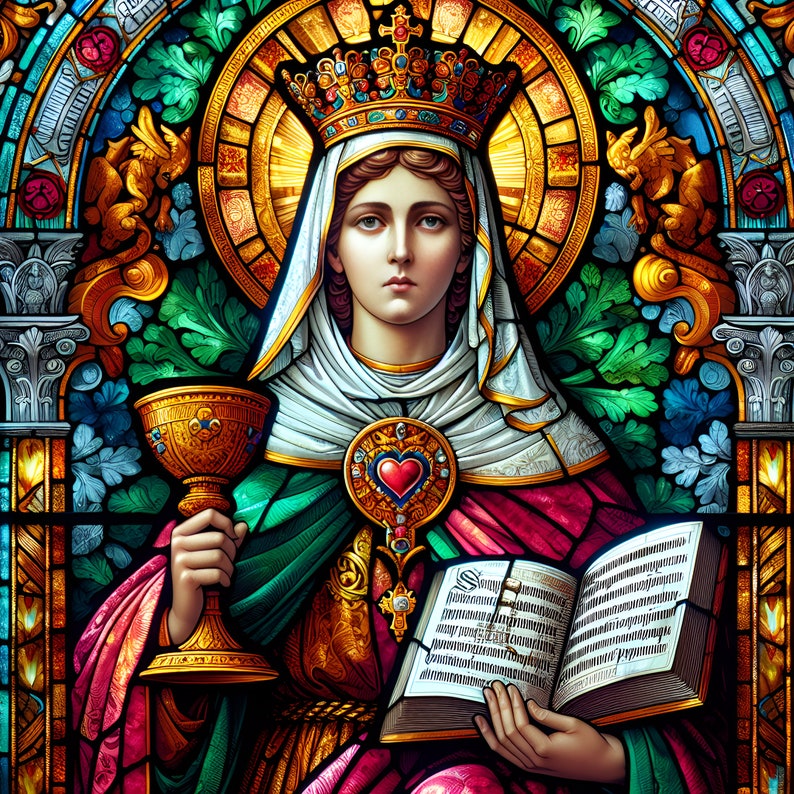 Saint Barbara in Stained Glass, Digital Art, Digital Print, Abstract ...