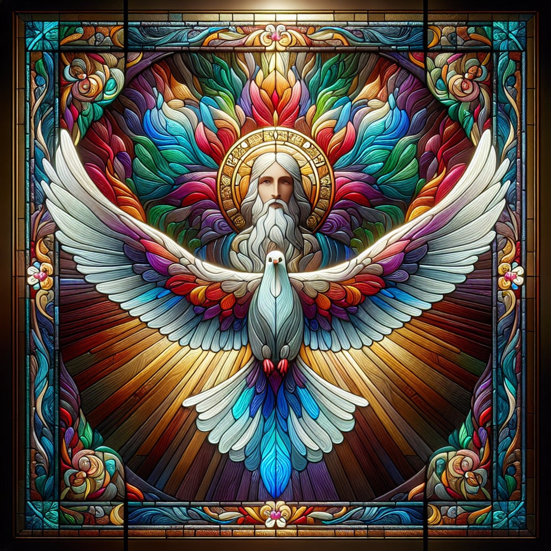 Holy Spirit, Dove, in Stained Glass, Digital Art, Digital Print ...