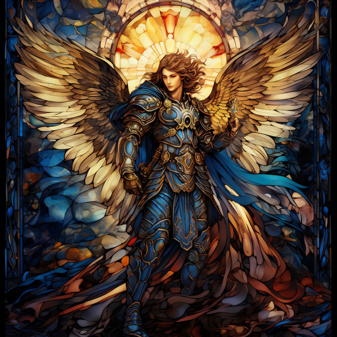 St Michael the Arcangel, Angel, Stained Glass, Digital Art, Digital ...