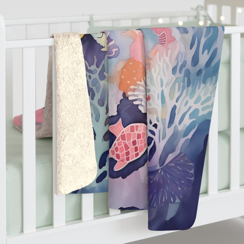 Personalized Sherpa Coral Reef Fish Blanket Customized Unique Fleece ...