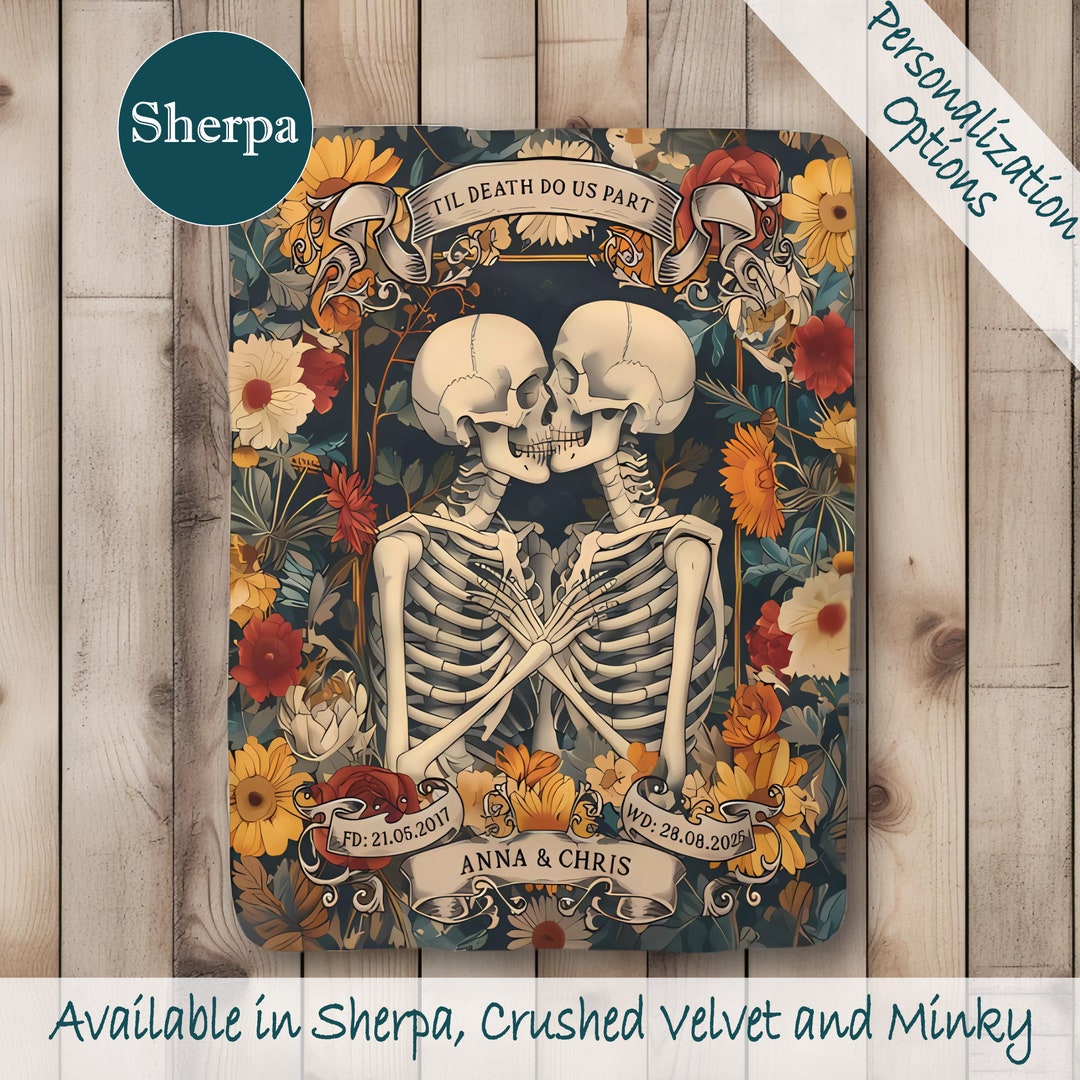 Personalized Skeleton Couple Wedding Blanket Customizable Parents Boho ...