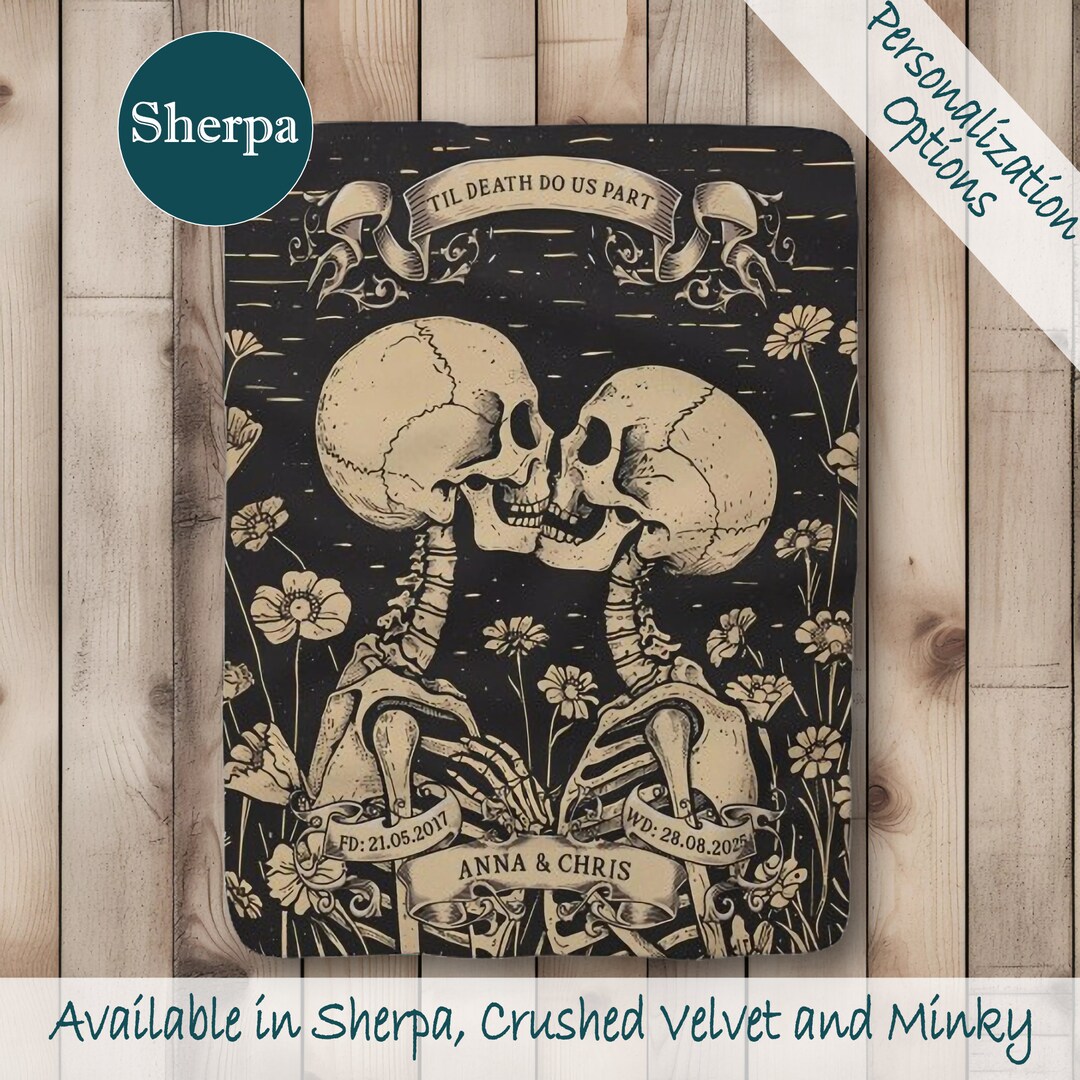 Personalized Skeleton Couple Wedding Blanket Customizable Parents 14th ...