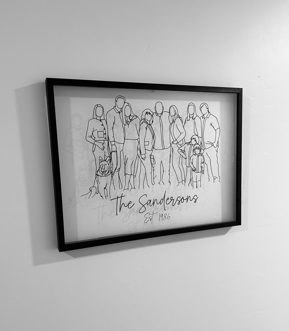 Custom Family Photo Line Art on Glass - Etsy