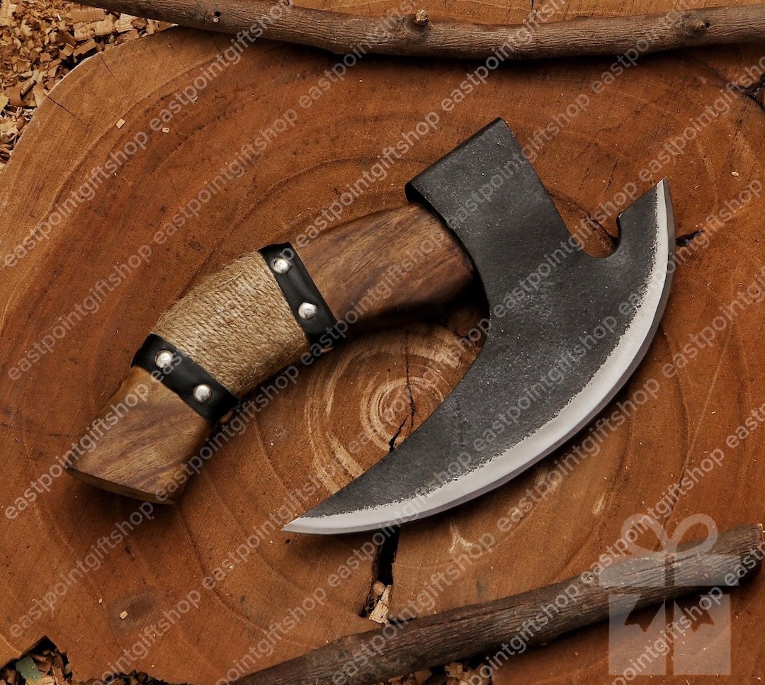 Hand Forged Carbon Steel Ulu Kitchen Knife, Viking Ulu Knives, Pizza ...
