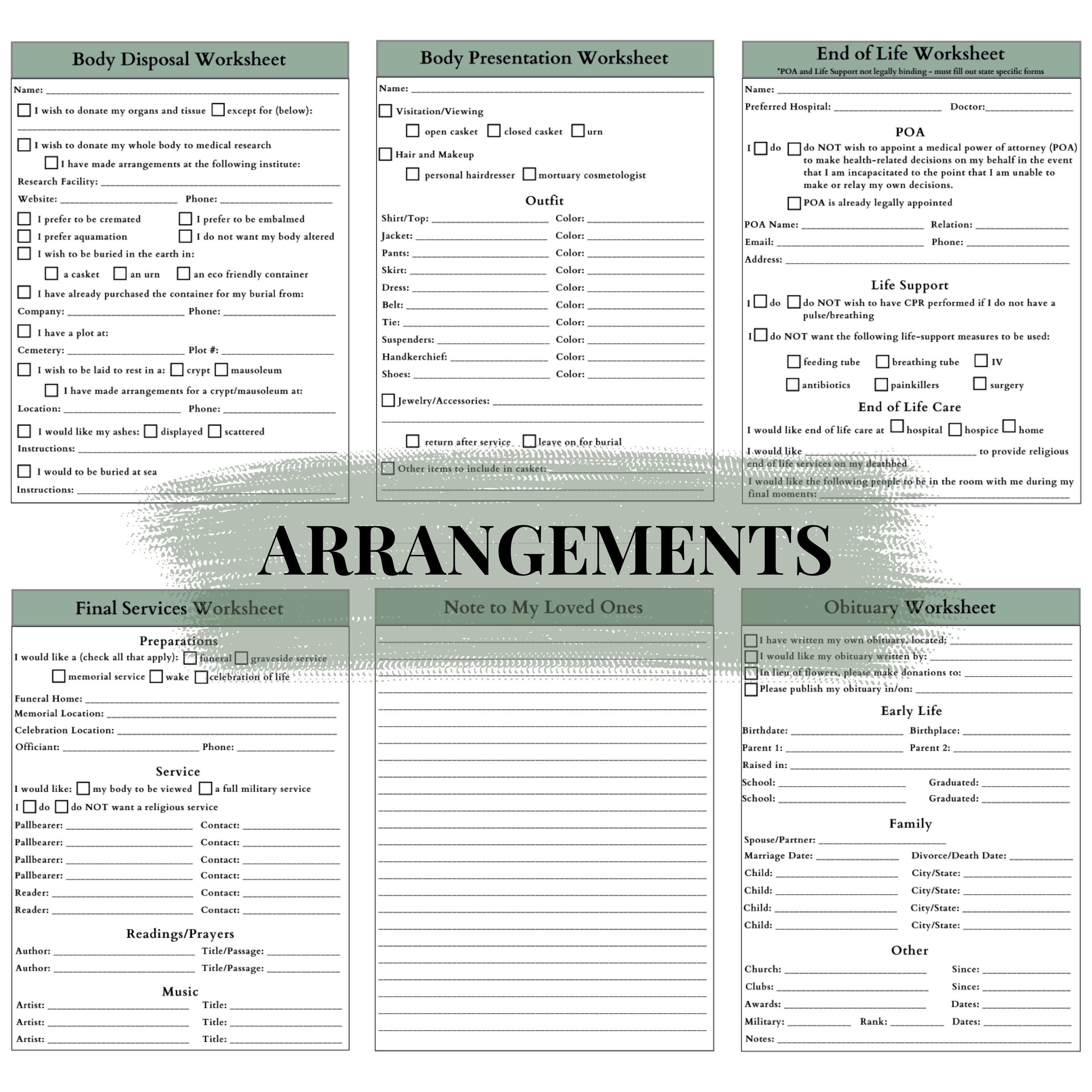 End of Life Planner Legacy Binder Final Arrangement Last Wishes Estate ...