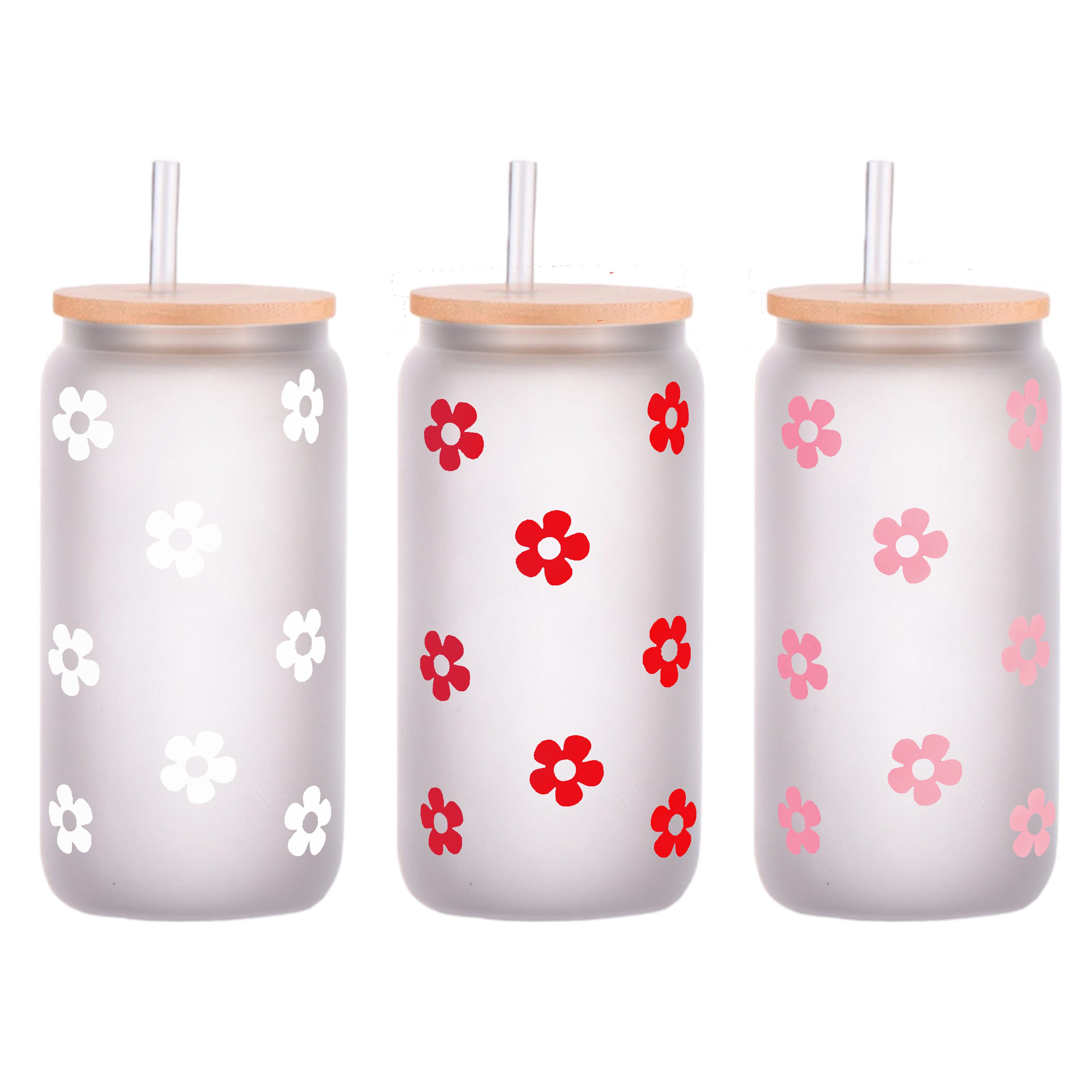 Daisy Aesthetic Cups Iced Coffee Cup Cute Glass Cups With Lids and ...