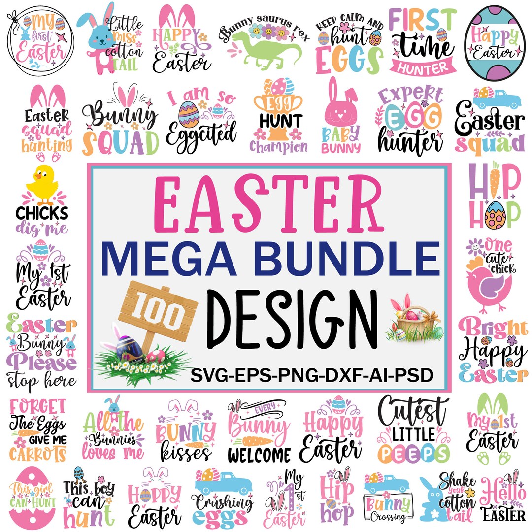 EASTER MEGA BUNDLE, 100 Designs, Happy Easter Svg, Easter Bunny Svg ...