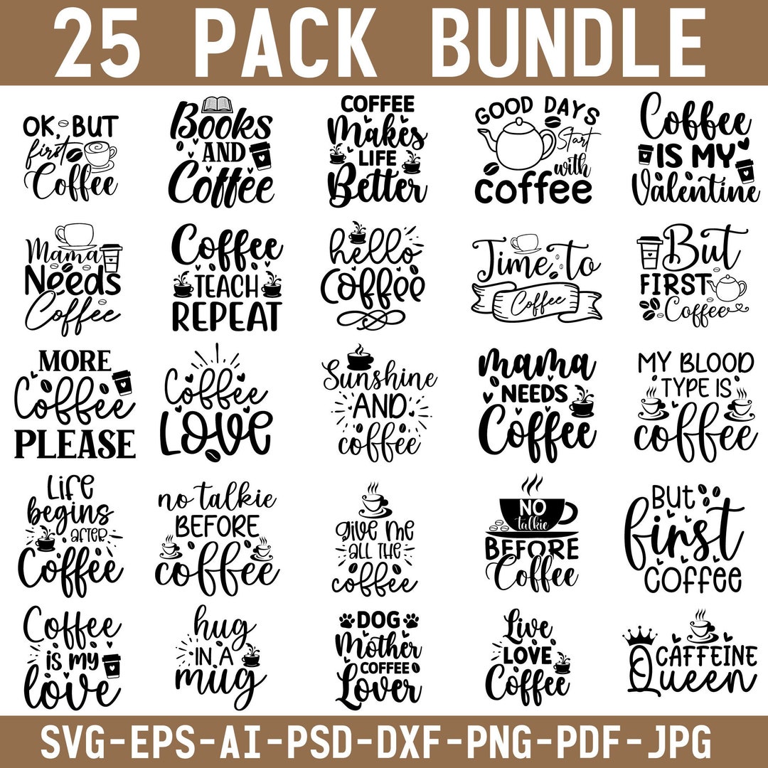 Paquete SVG de café, SVG de café divertido, Cita de café Svg ...