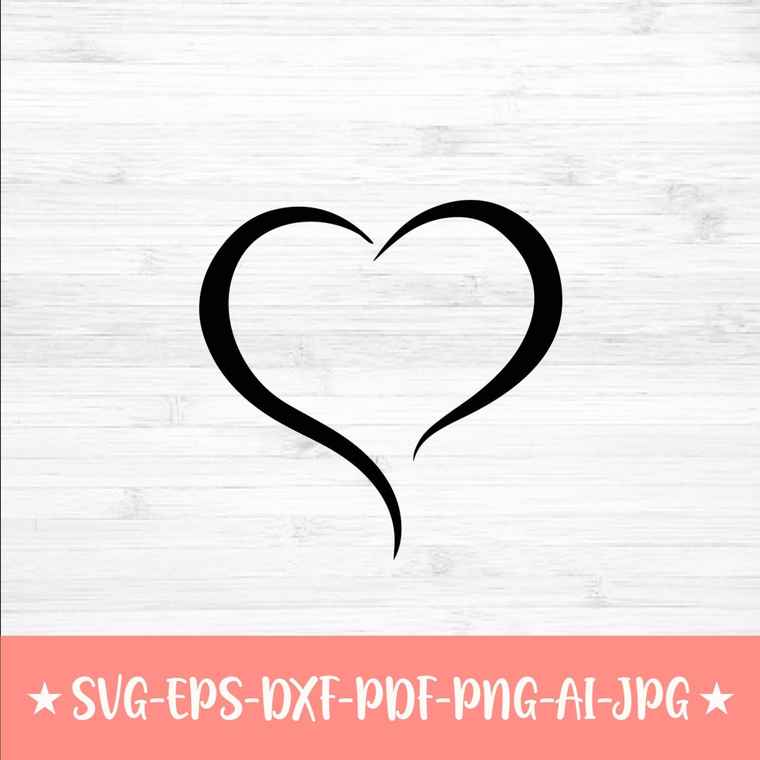Open Heart SVG Cut File: Black Outline Design (digital Download) - Etsy