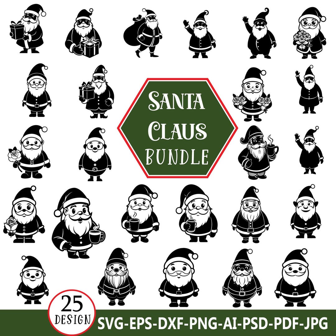 Santa Claus SVG Bundle, Cute Santa Claus SVG PNG Bundle, Santa Claus ...