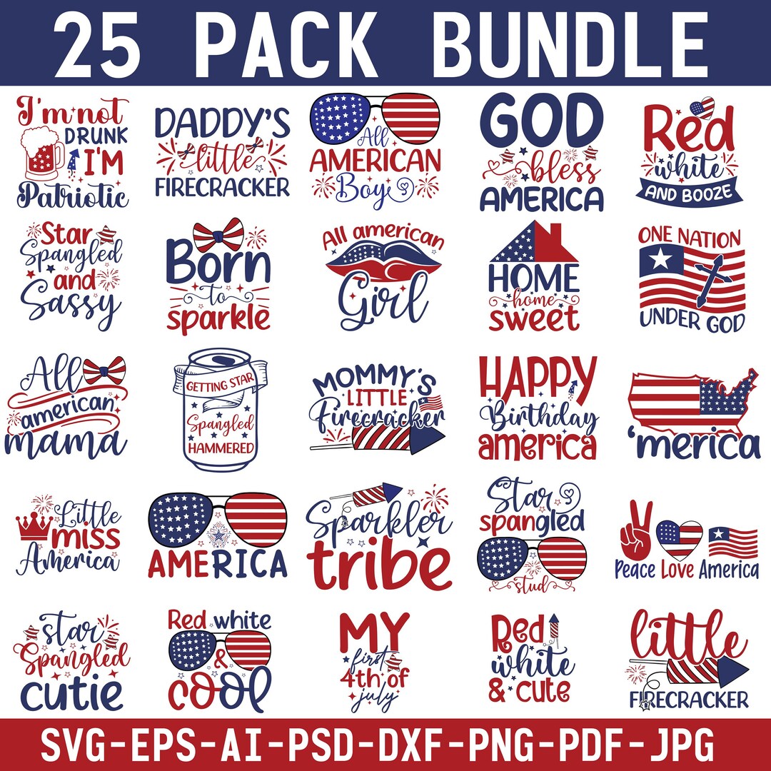 4th of July SVG Bundle: 25 Independence Day Designs (digital Files) - Etsy