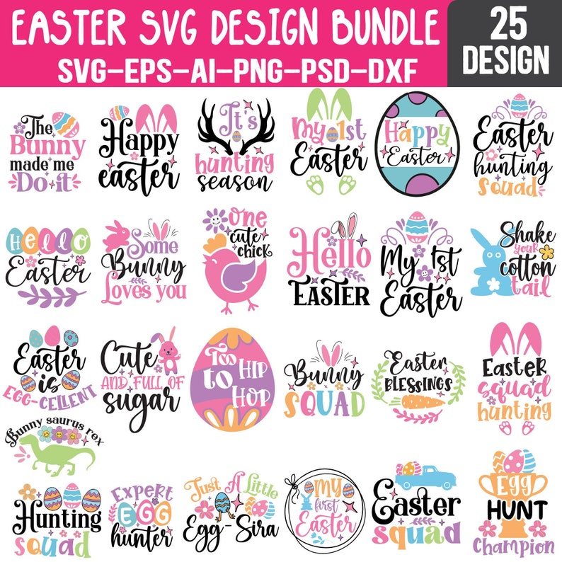 Happy Easter SVG, Easter SVG Bundle, Easter Bunny SVG, Easter Hunting Squad Svg, Easter Shirts ...