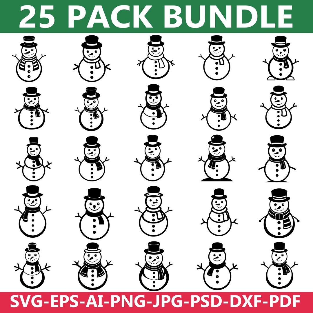 Snowman SVG Bundle, Snowman Svg, Christmas Svg, Snowman Clipart ...