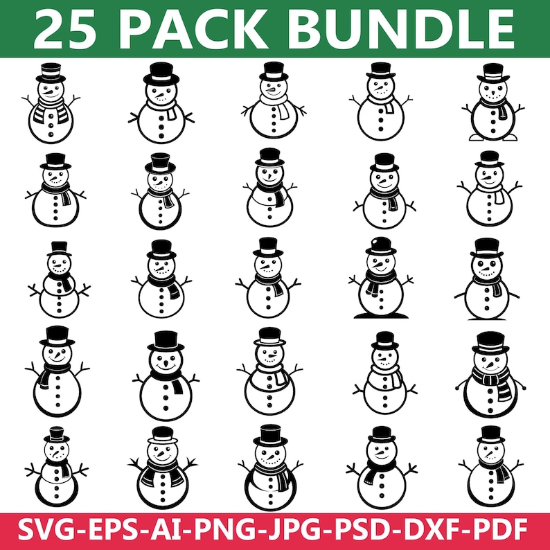 Snowman SVG Bundle, Snowman Svg, Christmas Svg, Snowman Clipart ...