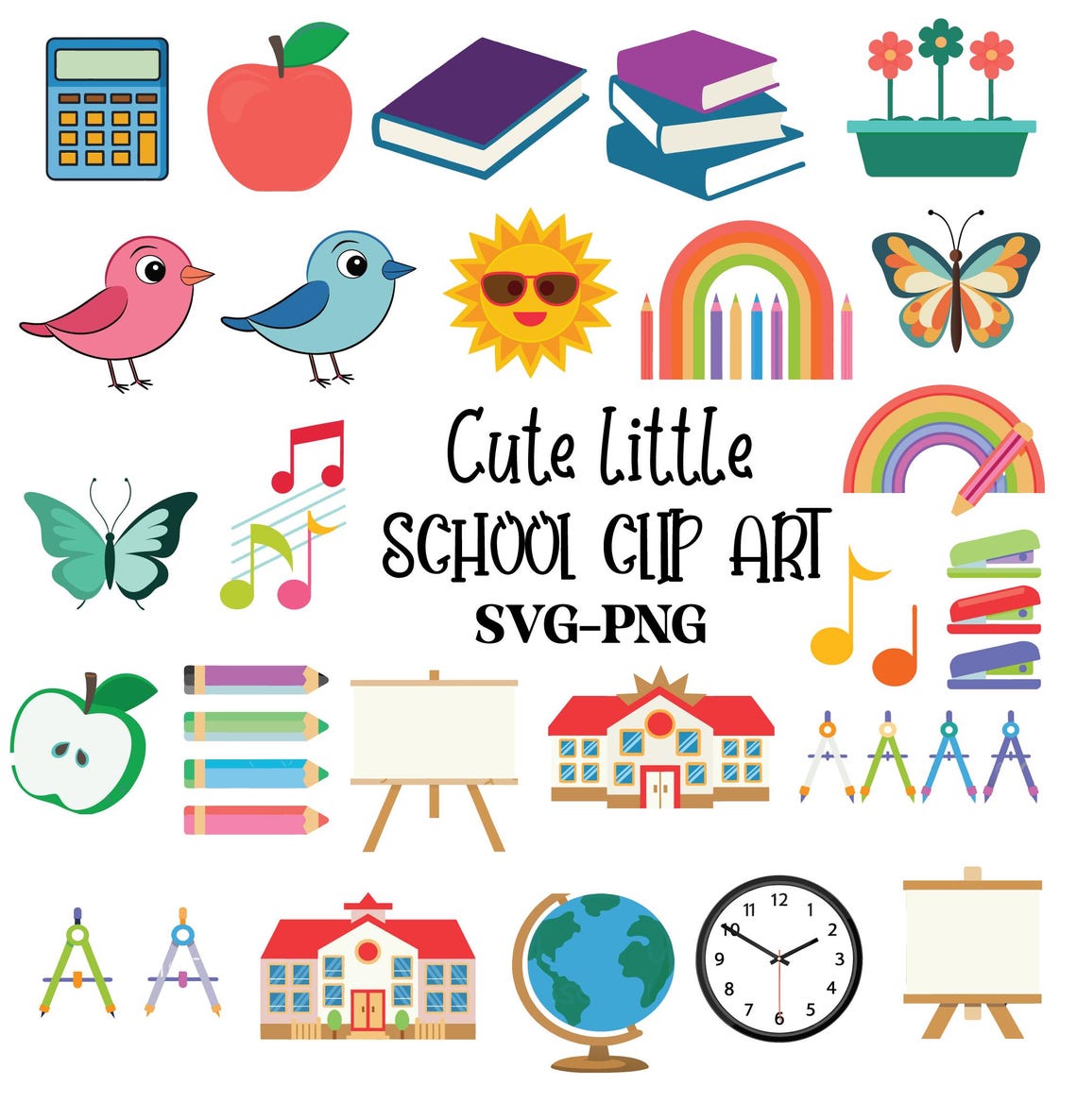 School Clipart Set, Teacher Designs, Classroom Decor (PNG SVG Files) - Etsy