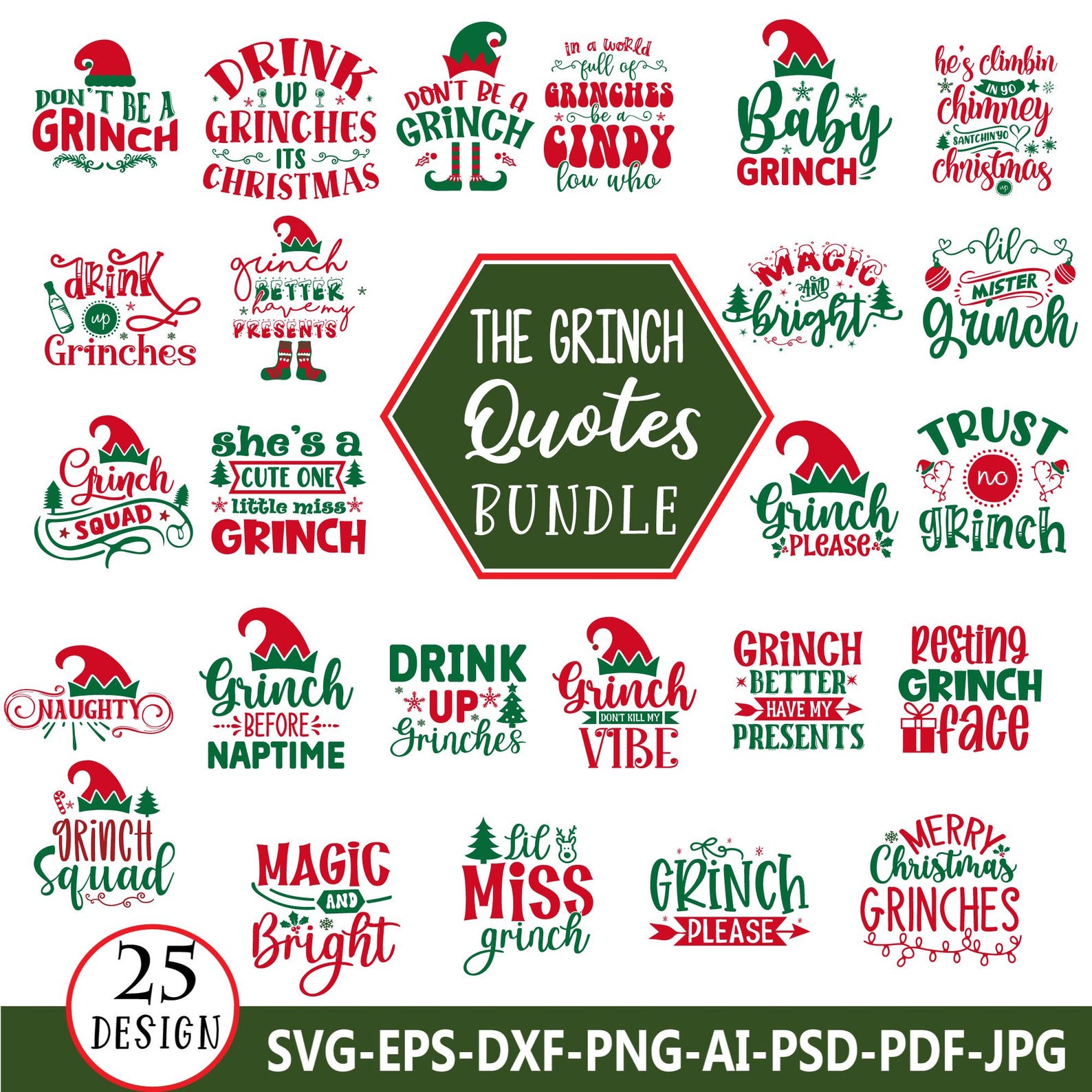 The Grinch Quotes Svg Bundle, the Grinch Svg Clipart, Grinch Saying ...