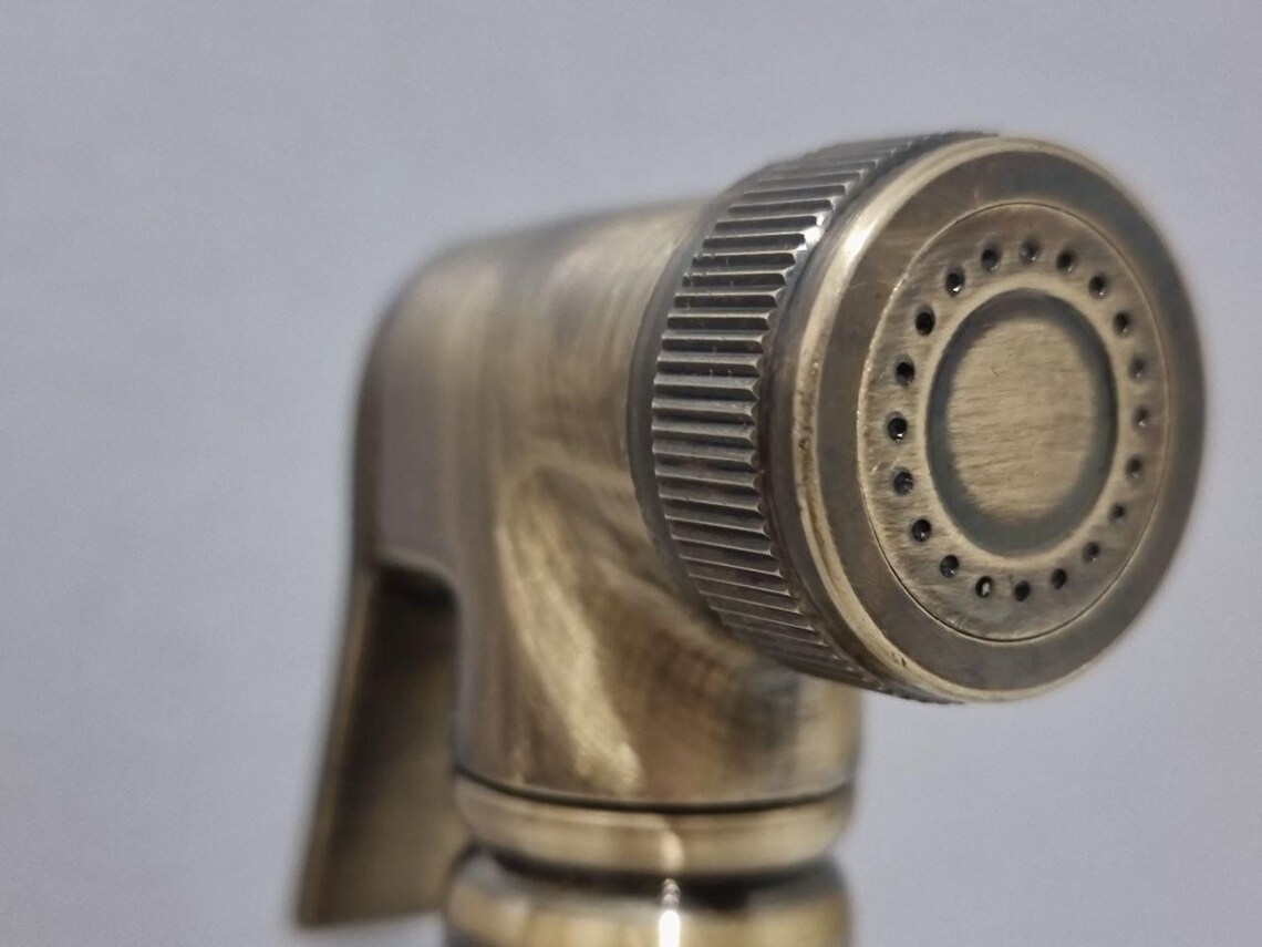 Unlacquered Oiled Bronze Kitchen Sprayer, Handmade Sprayer With High ...