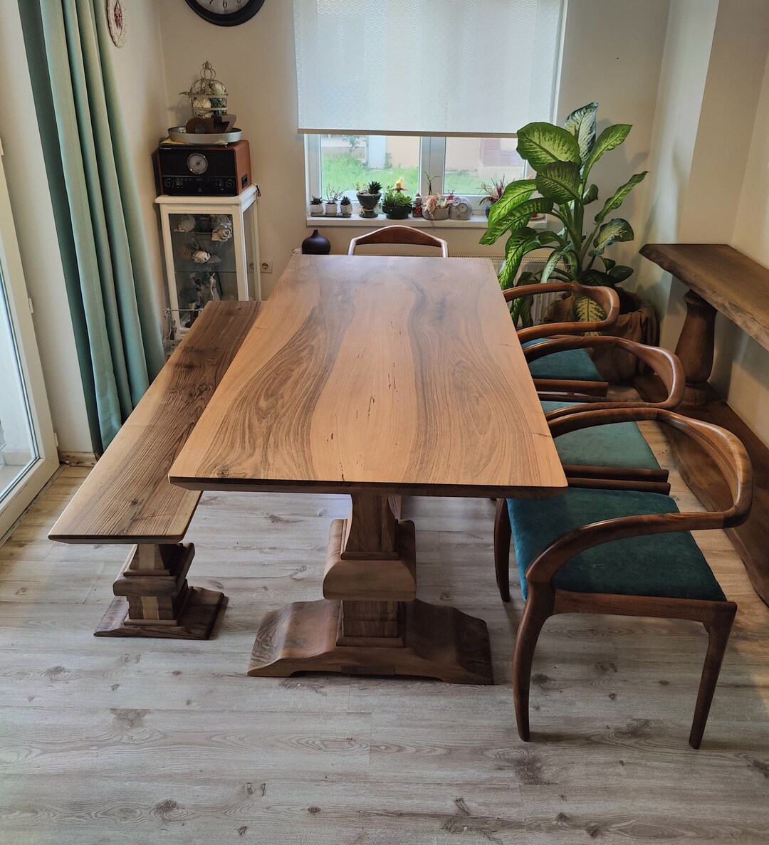 Walnut Dining Table With Special Legs, Walnut Wood Kitchen Table Set ...