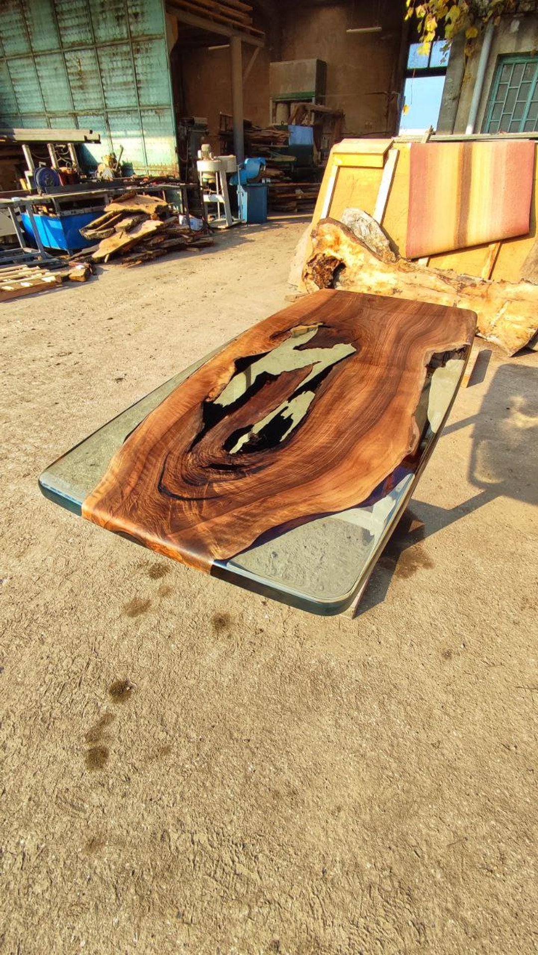 Transparent Epoxy Walnut Wood Slice Table,living Room Dining Table ...