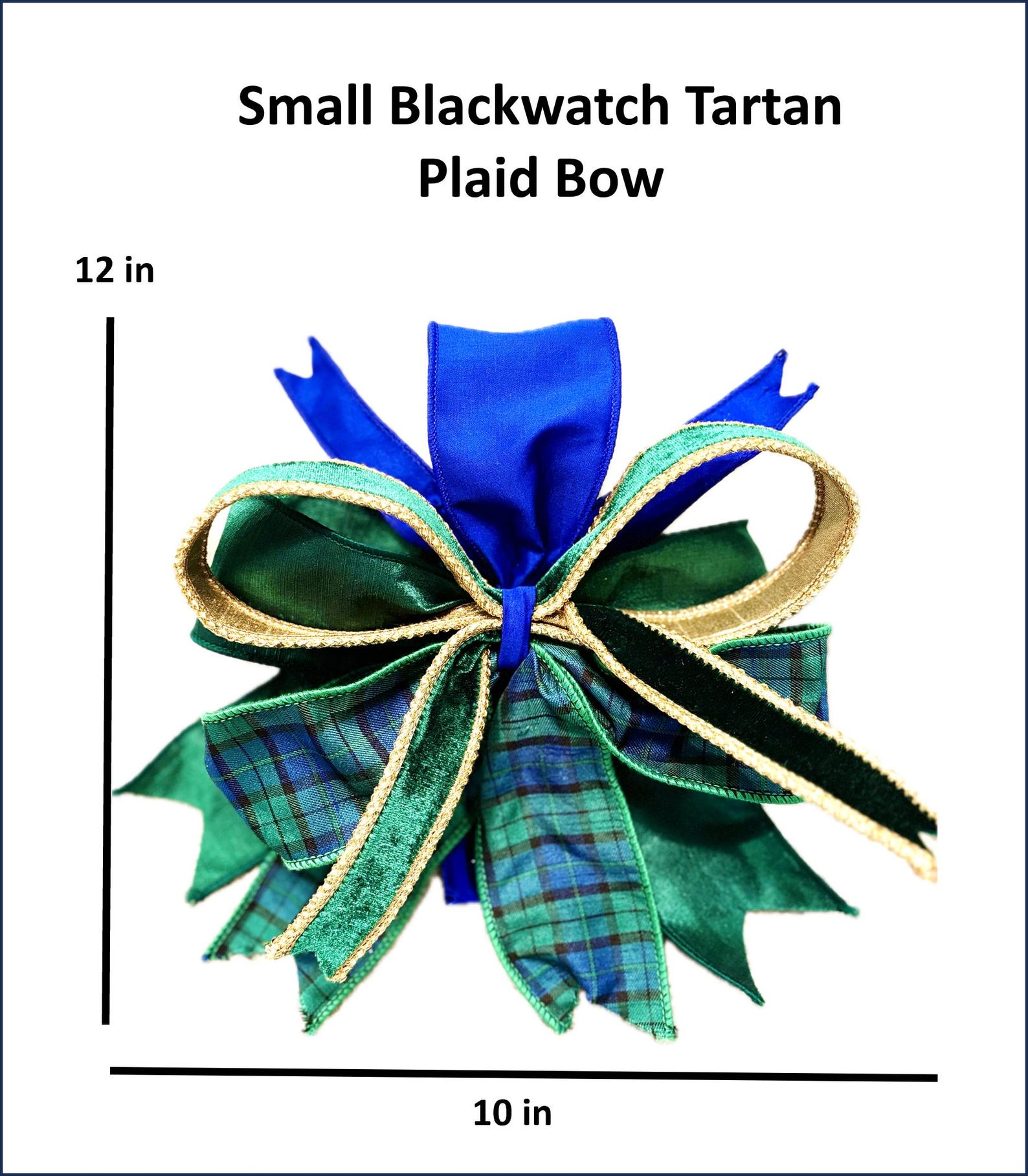 Tartan Plaid Bows, Blue and Green Blackwatch Plaid Holiday Bows for ...