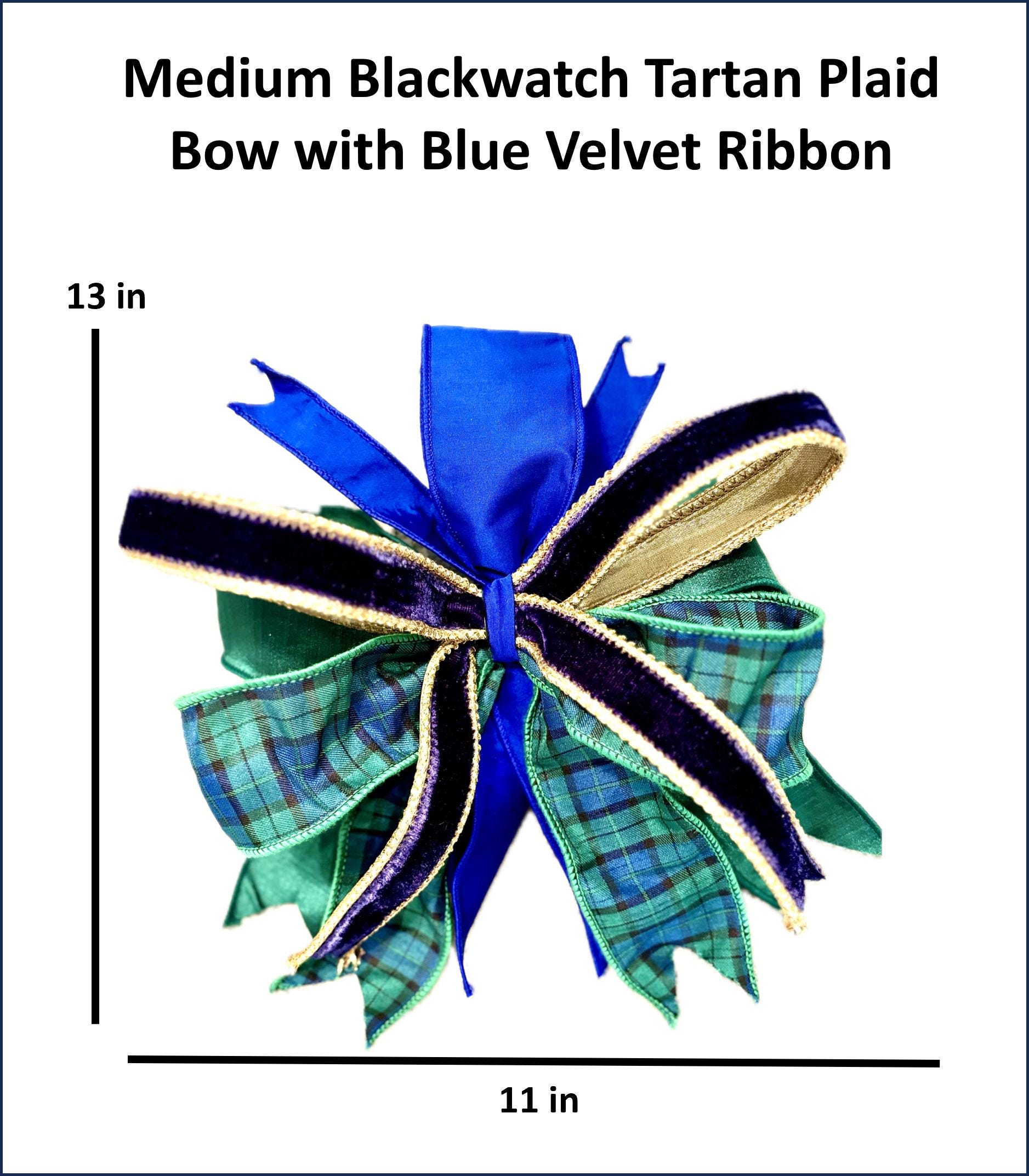 Tartan Plaid Bows, Blue and Green Blackwatch Plaid Holiday Bows for ...