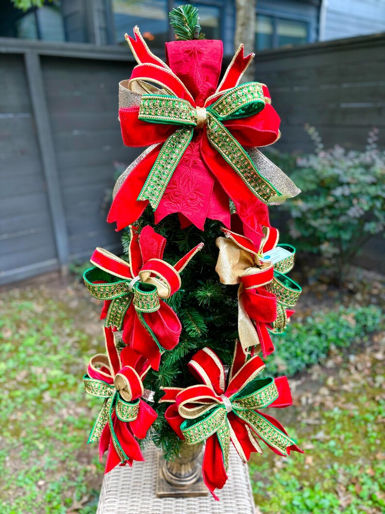Red, Green & Gold Bows for Christmas Trees, Wreaths and Garlands - Etsy
