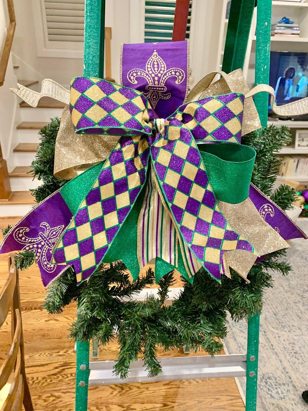 SALE 20% Mardi Gras Wreath Bow for Carnival and Home Decorations - Etsy