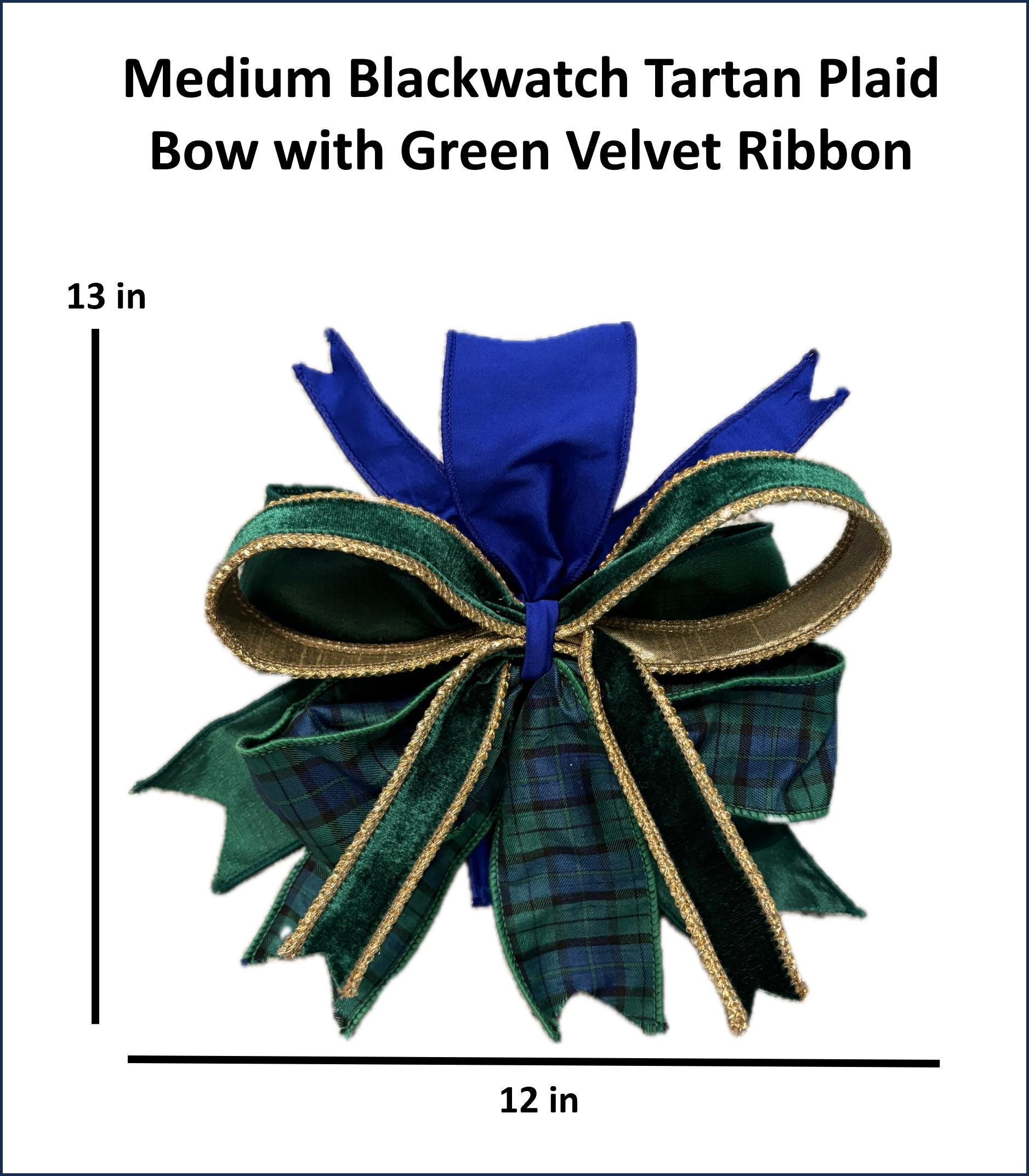 Tartan Plaid Bows, Blue and Green Blackwatch Plaid Holiday Bows for ...