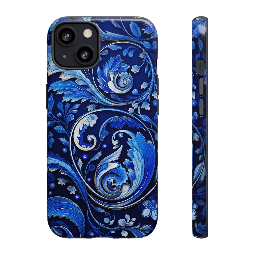 Royal Blue Paisley - Tough Cases - Glossy Finish | iPhone 15 14 13 12 ...