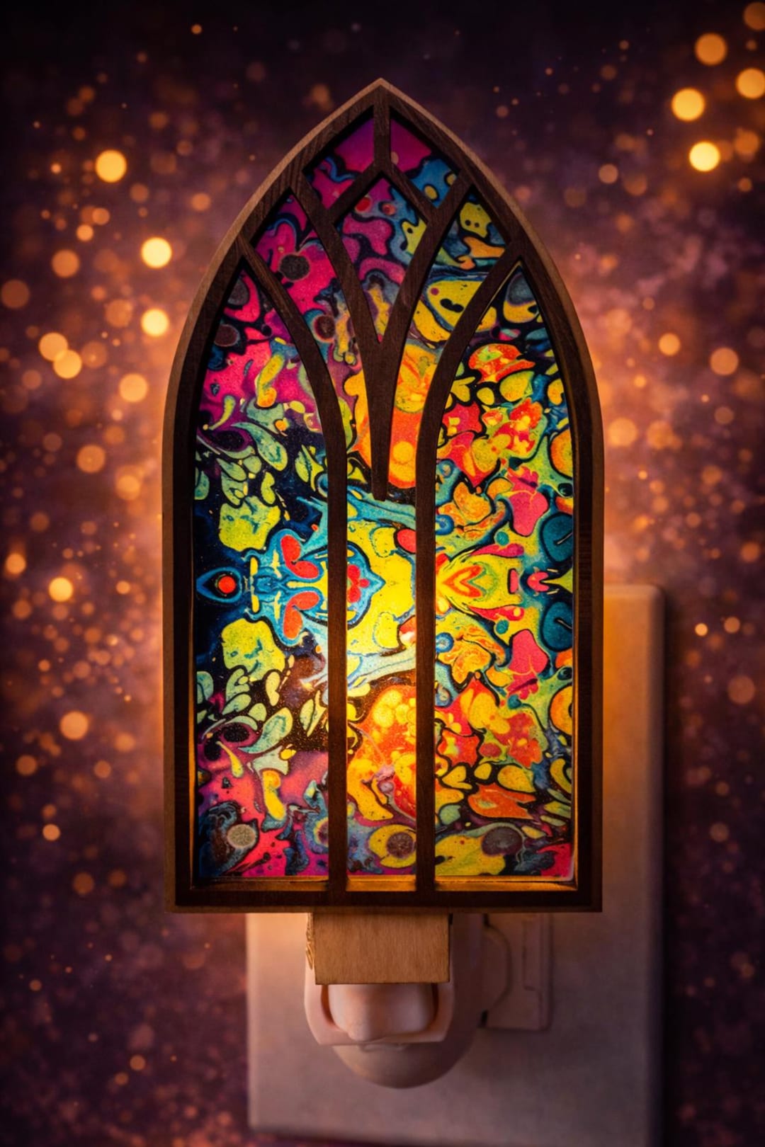 Psychedelic Cathedral Nightlight With Colorful Stained Glass Art ...