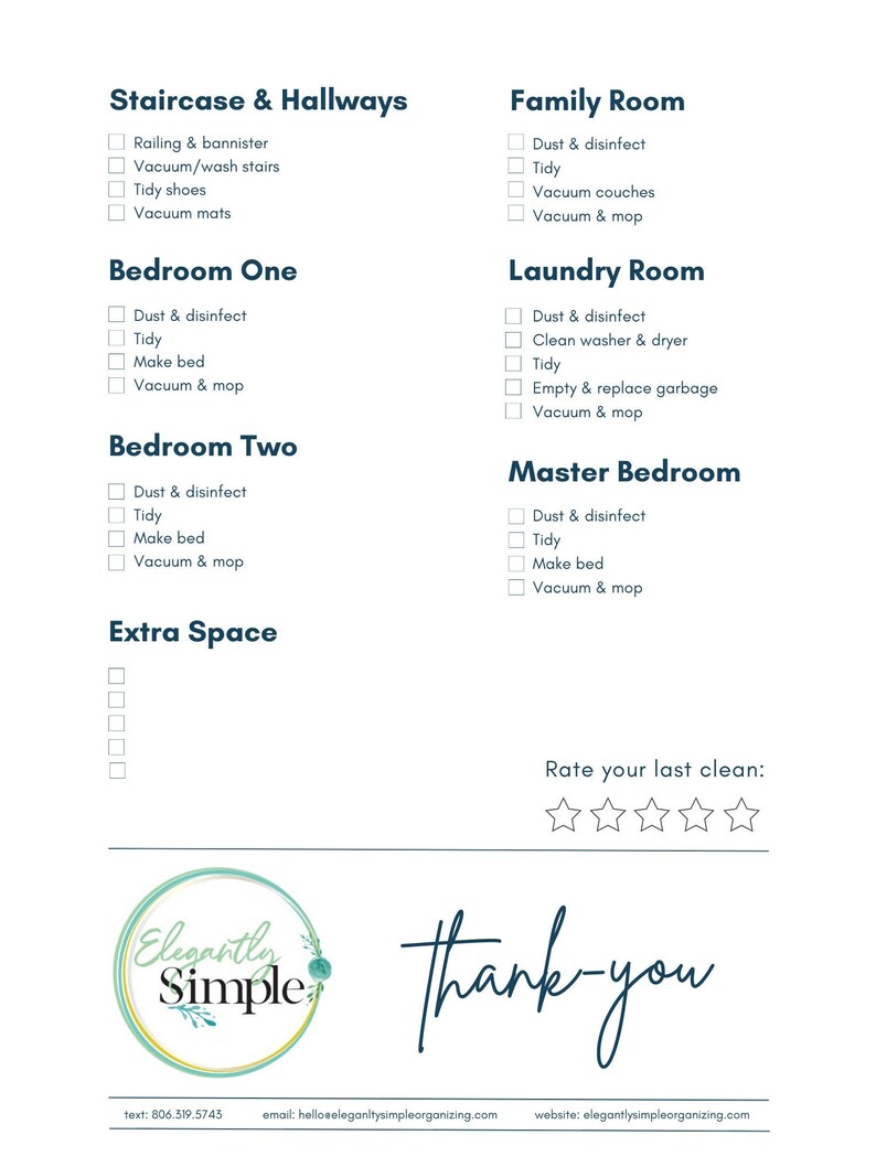 Cleaning Checklist - Etsy