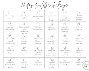 30 Days to Declutter Your Home Challenge: Organization Guide - Etsy