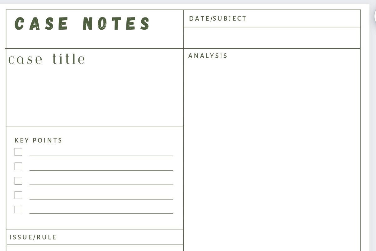 Printable Case Briefing Template - Etsy