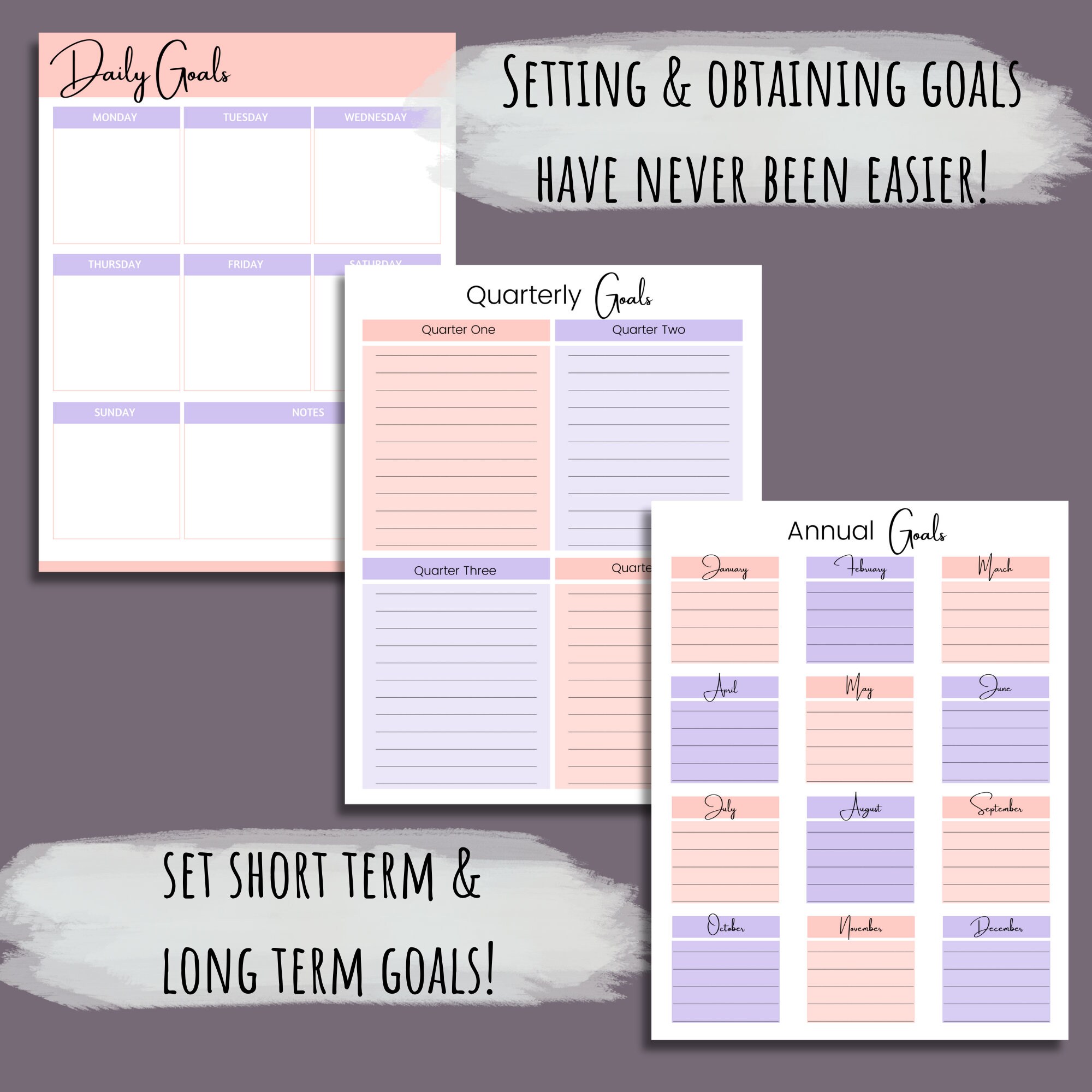 Goal Planner Set - 2024 Goals Tracker -2024 Goal Setting Kit - New Year ...