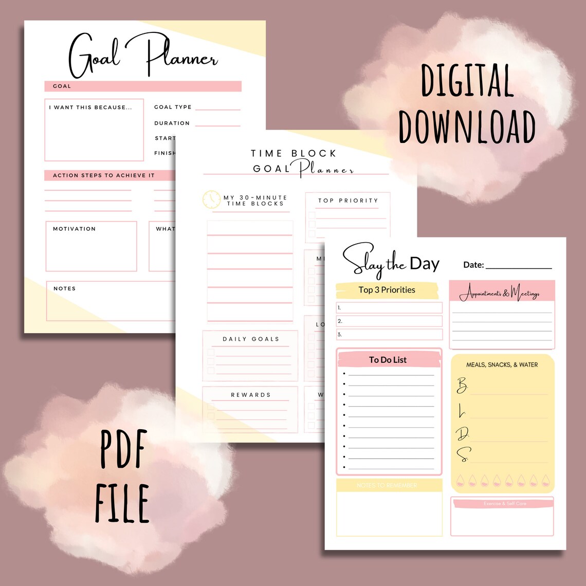 Goal Planner Bundle 2024 Goals Tracker Goal Setting Kit New Year ...