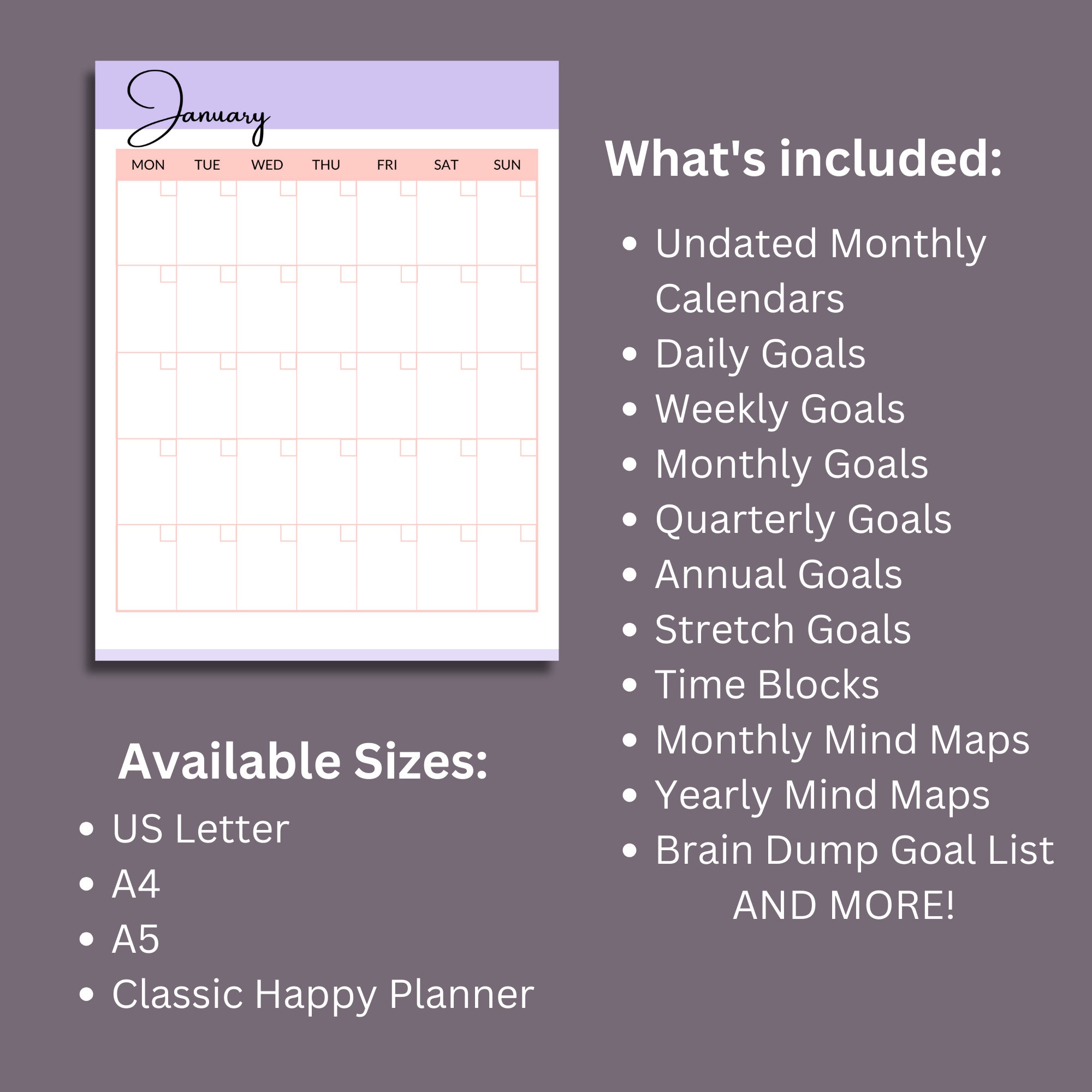Goal Planner Set - 2024 Goals Tracker -2024 Goal Setting Kit - New Year ...