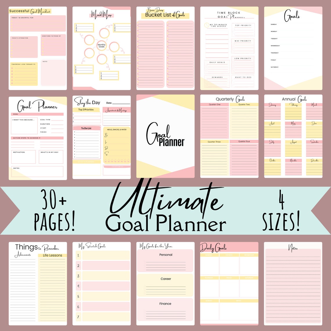 Goal Planner Bundle 2024 Goals Tracker Goal Setting Kit - Etsy