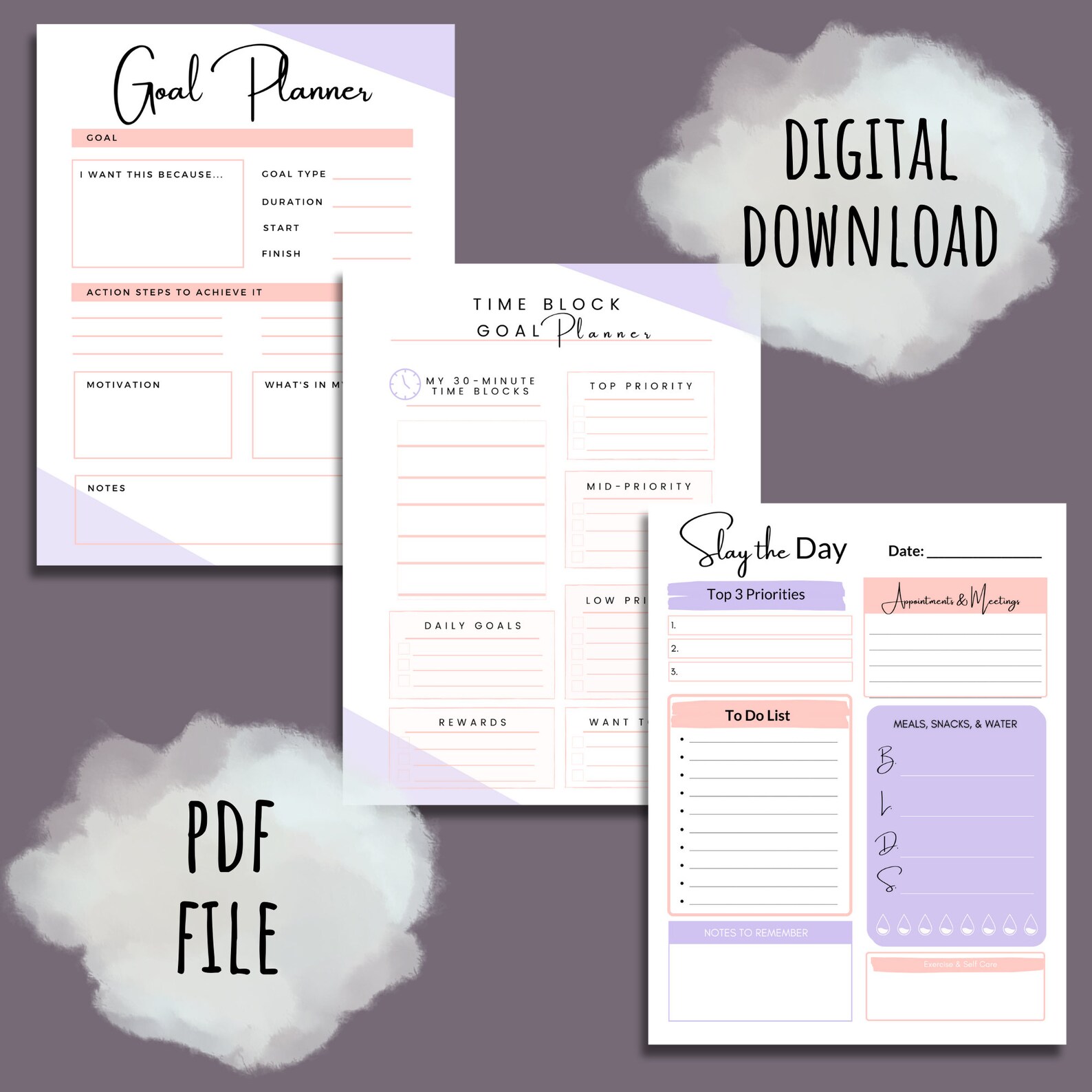Goal Planner Set - 2024 Goals Tracker -2024 Goal Setting Kit - New Year ...