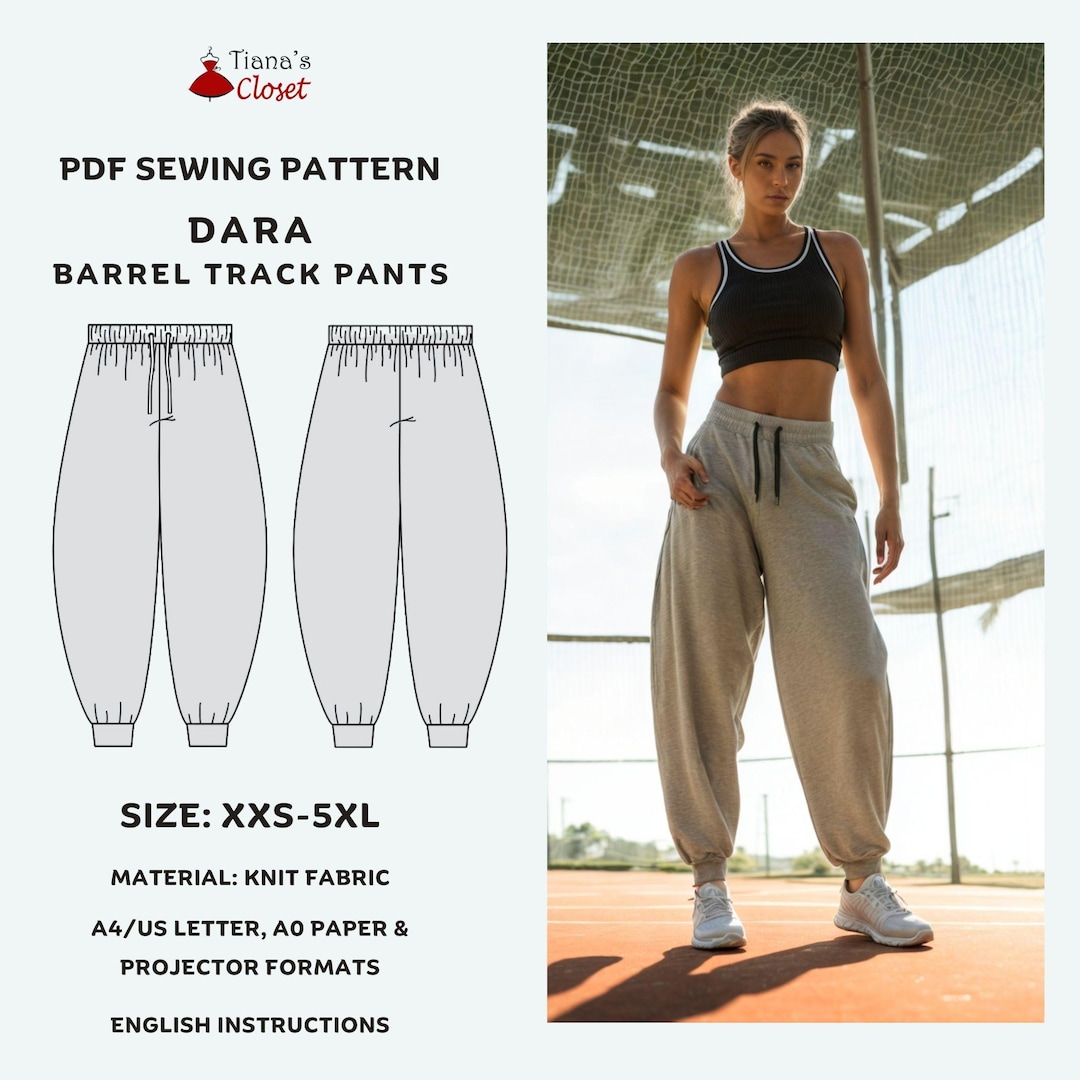 Dara Barrel Track Pants Sewing Pattern: Beginner Loungewear (PDF) - Etsy
