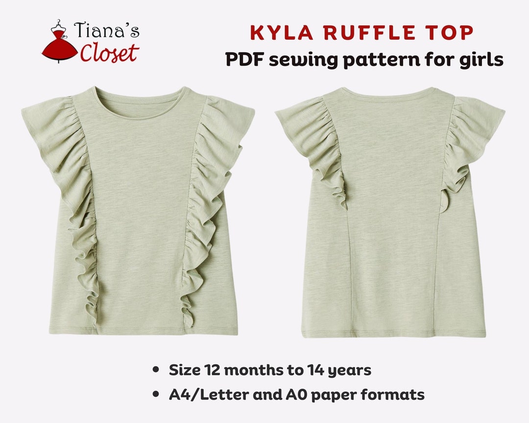 Kyla Ruffle Top - PDF Sewing Pattern | Digital Sewing Pattern for Girls ...