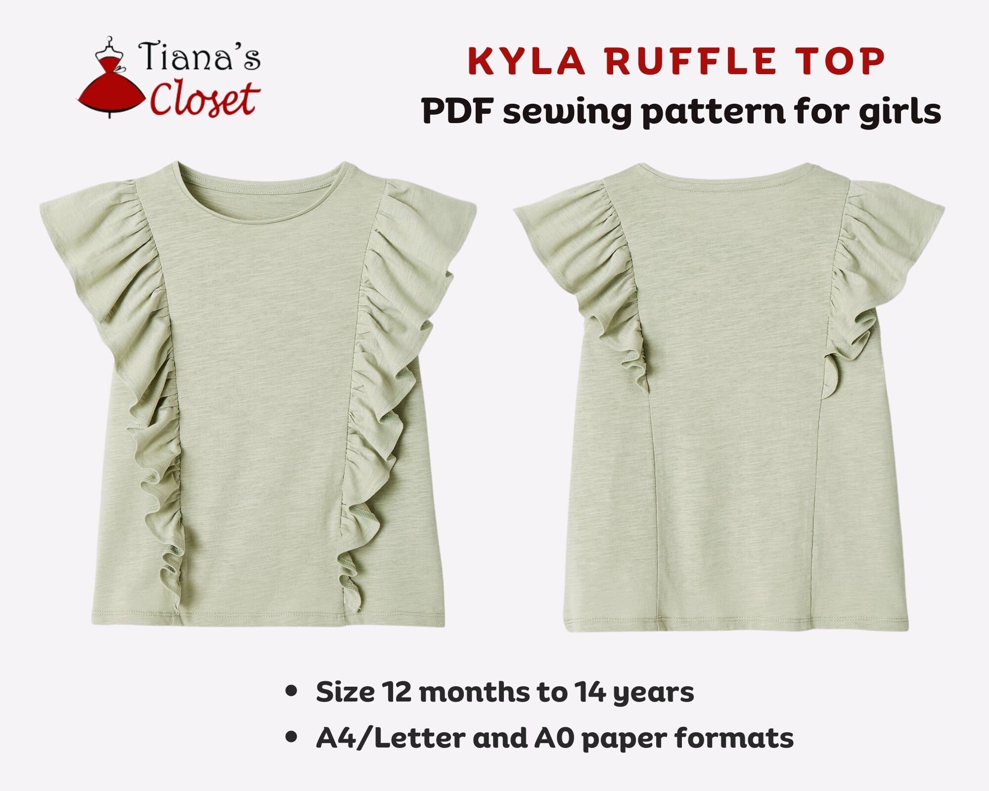 Kyla Ruffle Top PDF Sewing Pattern Digital Sewing Pattern - Etsy