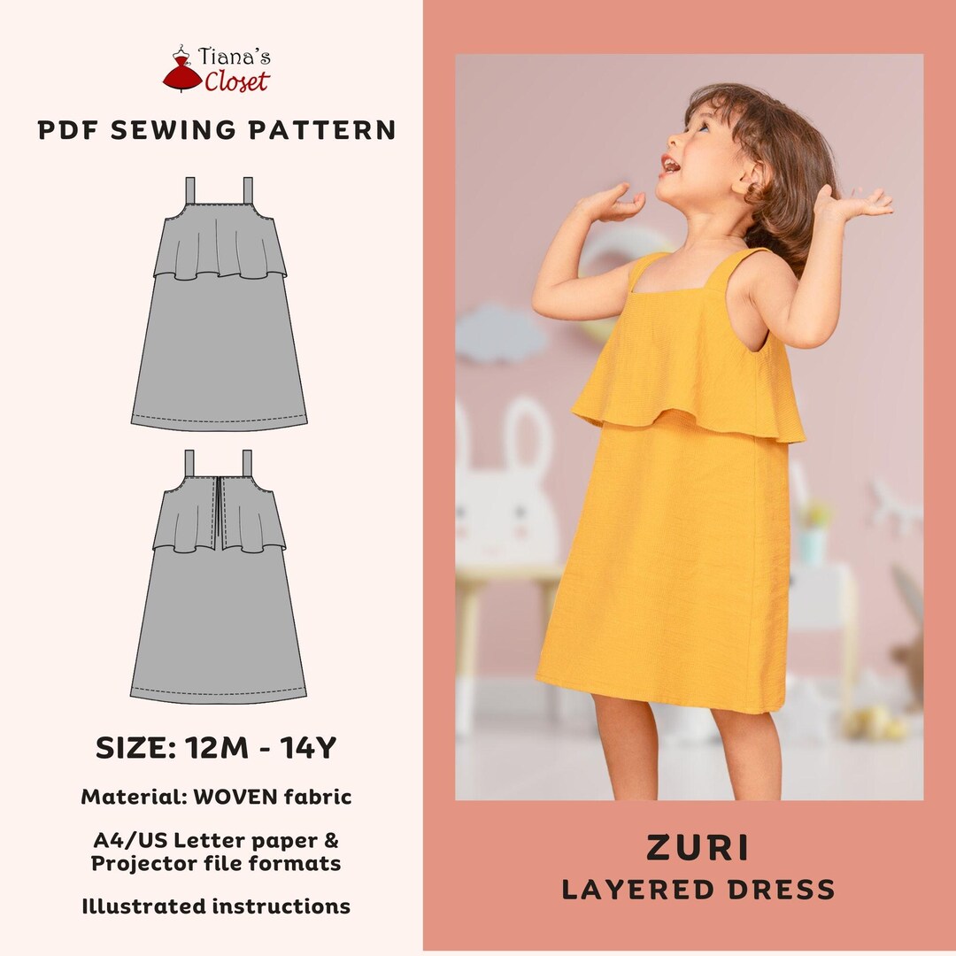 Zuri Layered Dress - PDF Sewing Pattern for Kids | Digital Sewing ...
