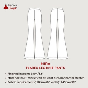 Mira Flared Leg Knit Pants - PDF Sewing Pattern | High Waist Flare ...