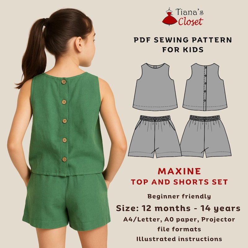 Girl Set Linen Pattern - Etsy